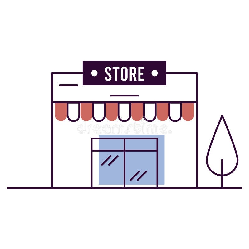 Storefront Building Shop Facade Front View Stock Vector - Illustration ...