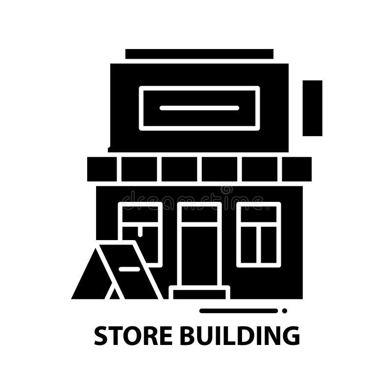Store Building Icon, Black Vector Sign with Editable Strokes, Concept ...