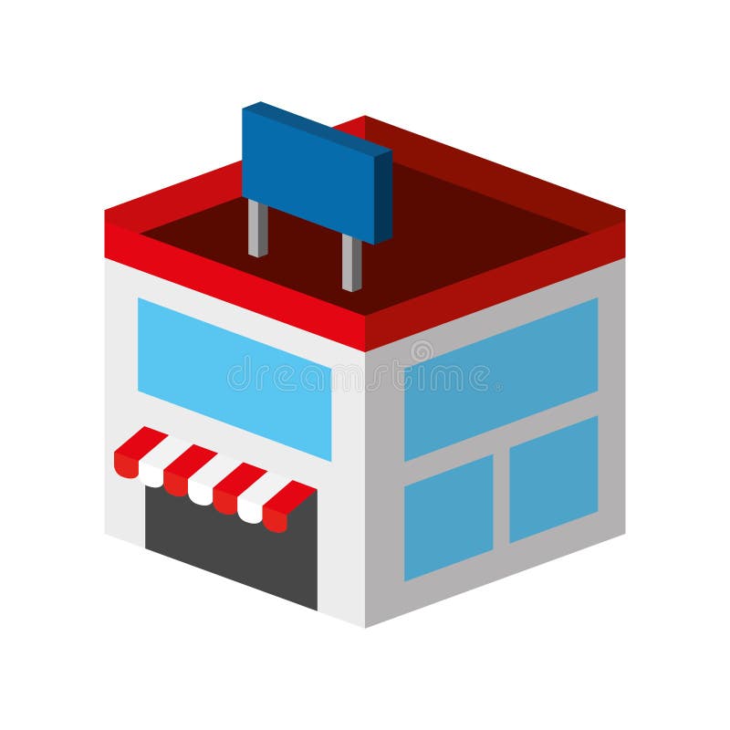 Store Building Isometric Icon Stock Vector - Illustration of building ...