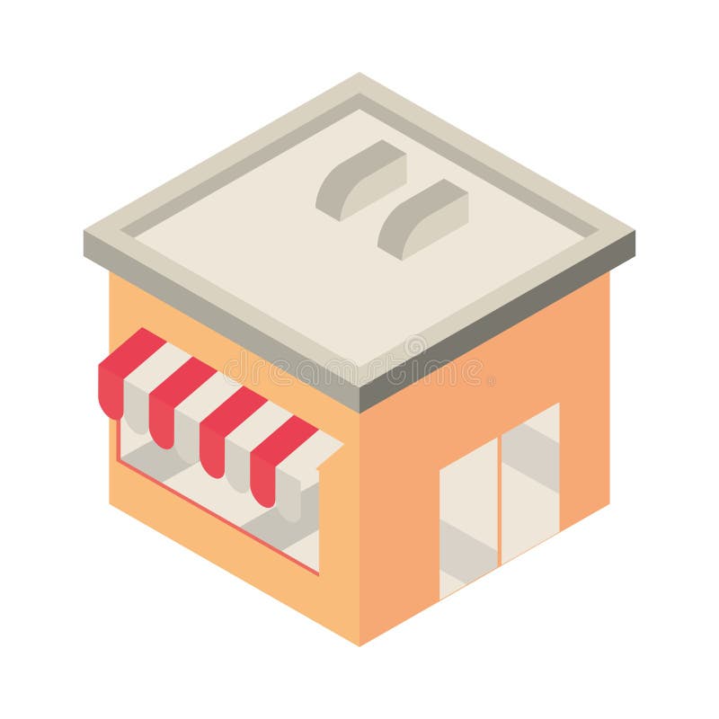 Store Building with Parasol and Houseplants Stock Vector - Illustration ...