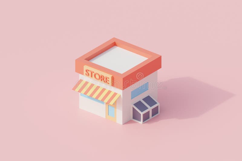 Store Building Single Isolated Object. 3d Render Illustration with ...