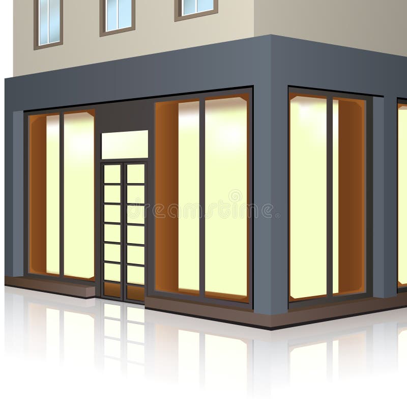 Store Building with Storefronts and Entrance Stock Vector ...