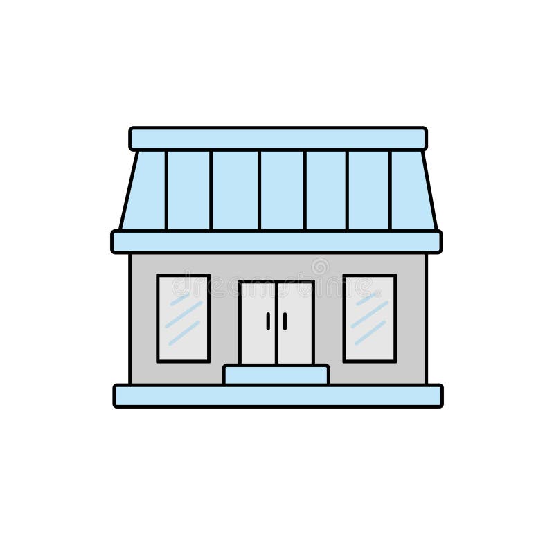 Store Building Vector Image, Shop Flat Icon with Outline Stock Vector ...
