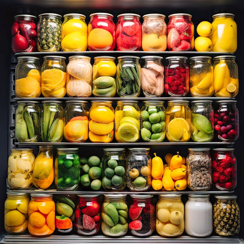 Store Canned Fruit Carefully in a Cupboard Stock Image - Image of ...