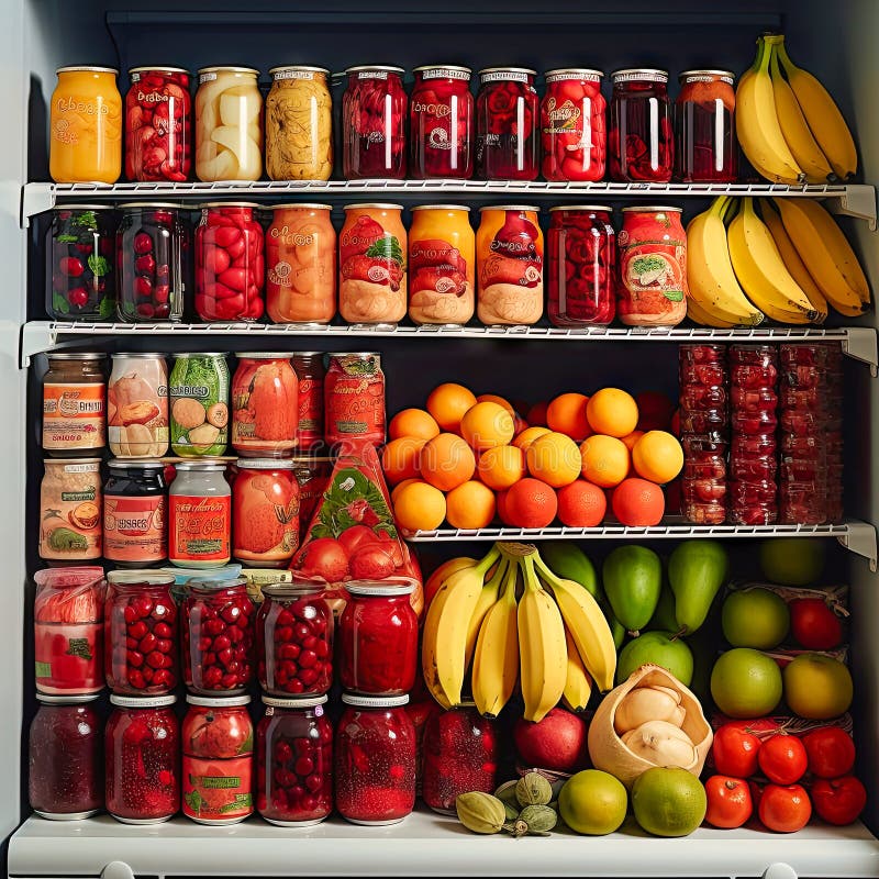 Store Canned Fruit Carefully in a Cupboard Stock Image - Image of ...
