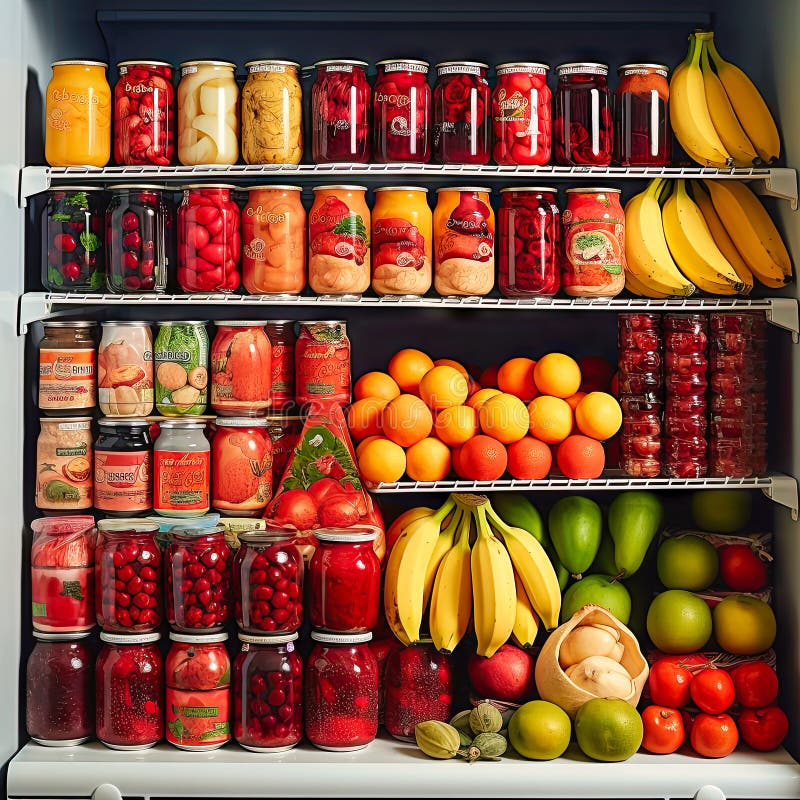 Store Canned Fruit Carefully in a Cupboard Stock Image - Image of ...