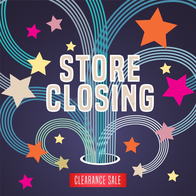 Store Closing Vector Illustration, Background with Firework and ...
