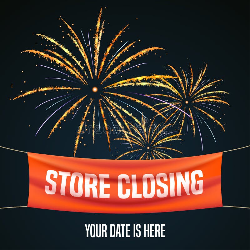 Store Closing Vector Illustration, Background with Firework Stock ...