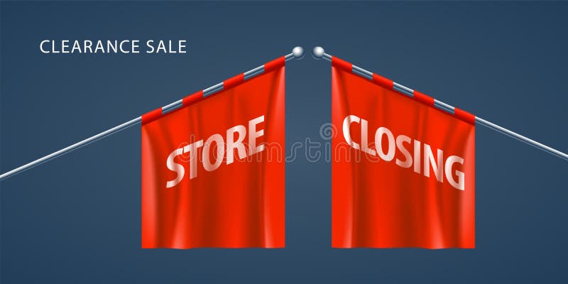 Store Closing Vector Illustration with Red Flags Stock Vector ...
