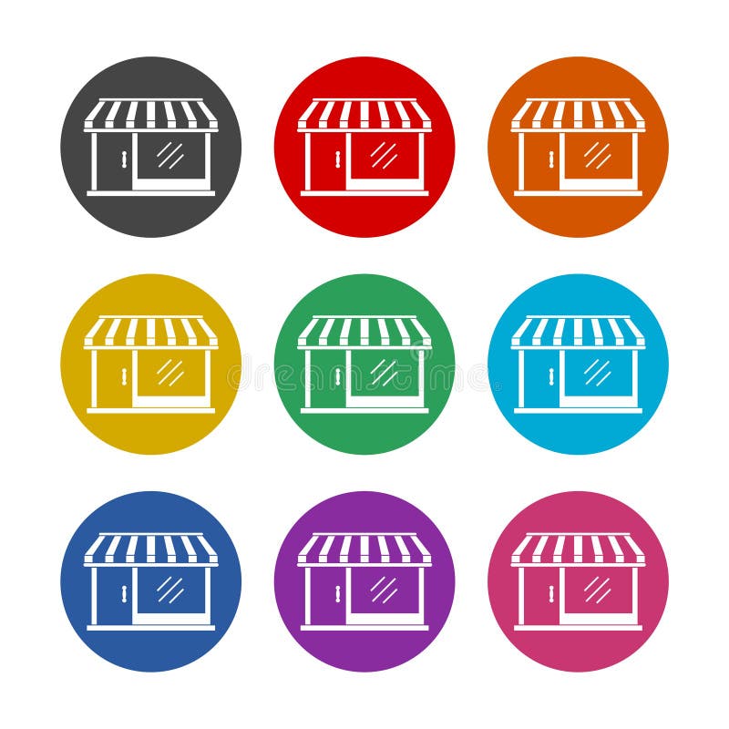 Store Color Icon Set Isolated on White Background Stock Illustration ...