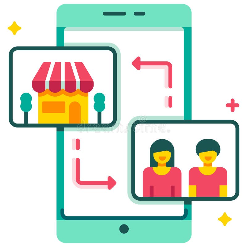Store and Customer Connection Flat Illustration Stock Vector ...