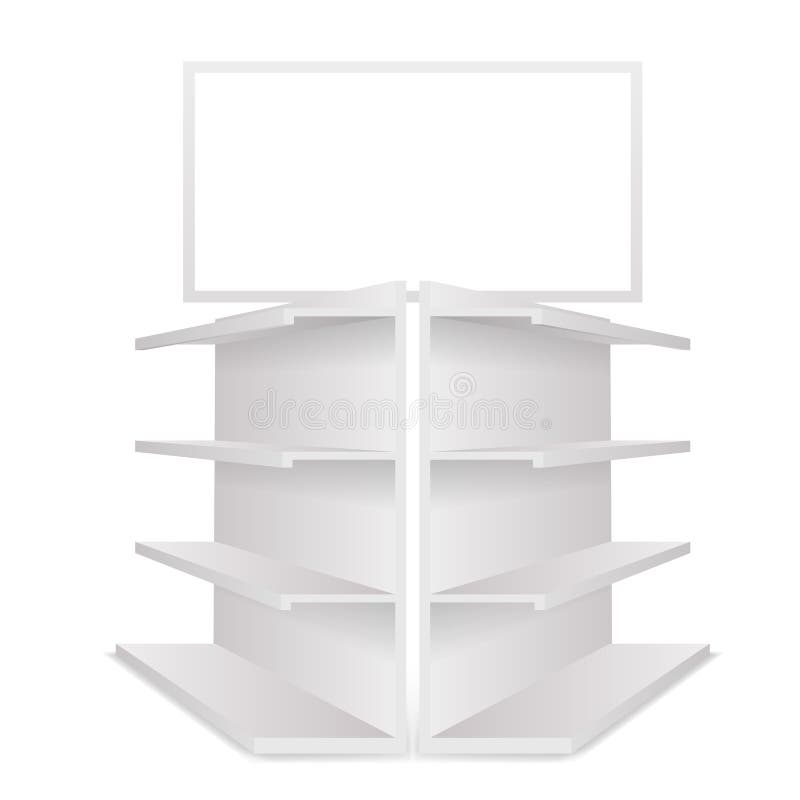 Store 3d Empty Trade Shelves Space Light Realistic Template Mockup ...