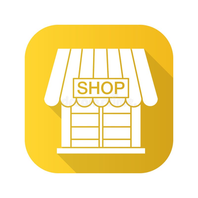 Store Flat Design Long Shadow Icon. Vector Silhouette Symbol. Stock ...