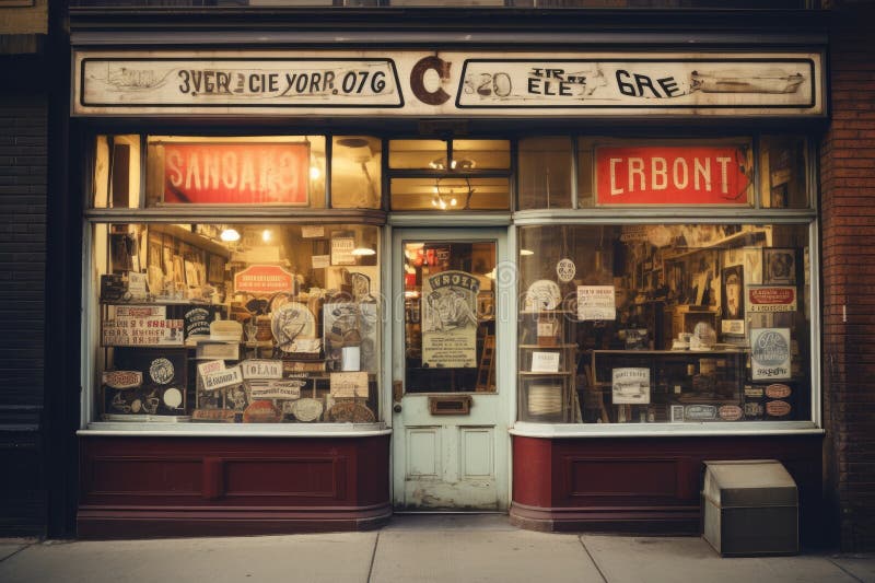 A Store Front that is Filled with Various Signs, Creating a Visually ...