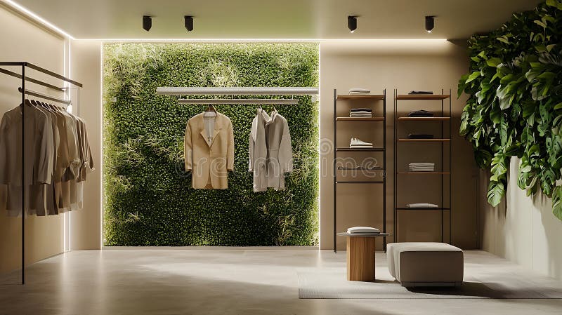 A Store with a Green Wall and a Green Plant Stock Illustration ...