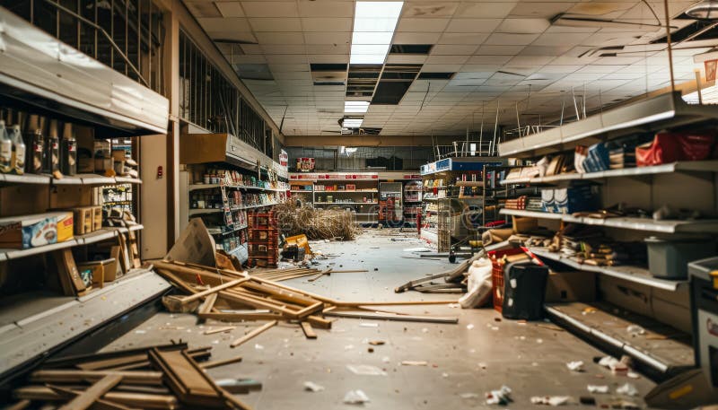 Store that Has Been Destroyed by a Tornado Stock Illustration ...