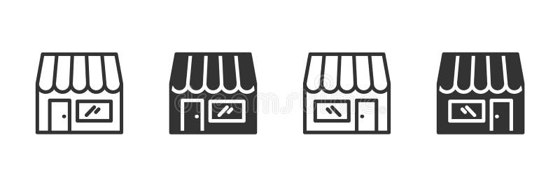 Store Icons in Four Different Versions in a Flat Design Stock Vector ...
