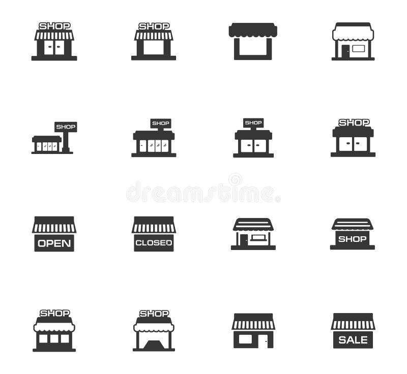 Store icons set stock vector. Illustration of cashier - 98475607