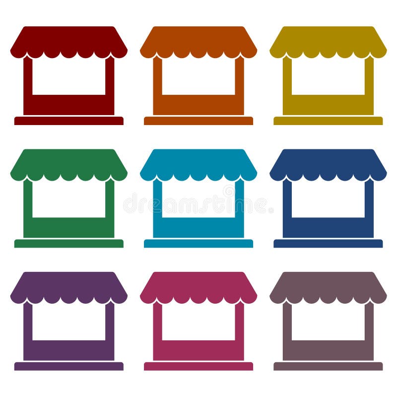 Different Shops, Buildings and Stores Flat Icon Set Stock Vector ...