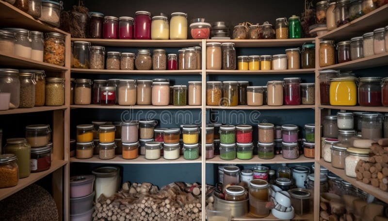 In the Store, a Large Collection of Jars in a Row Generated by AI Stock ...