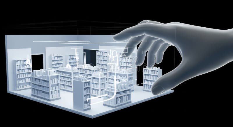 Store Design with Virtual Hand Interaction Stock Illustration ...