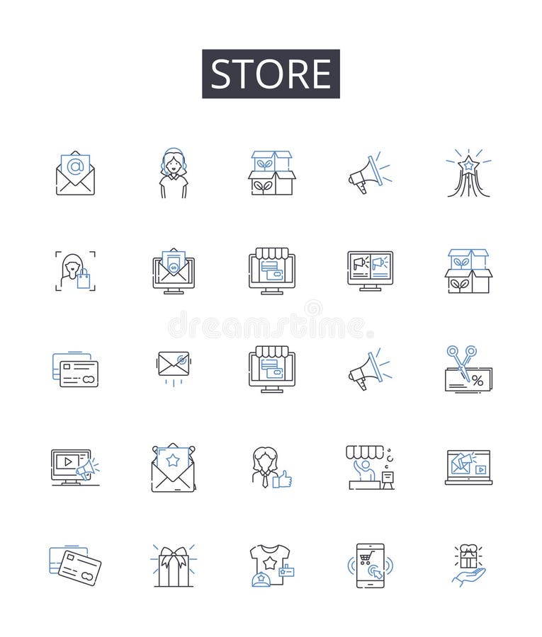 Store Line Icons Collection. E-learning, Online Education, Virtual ...