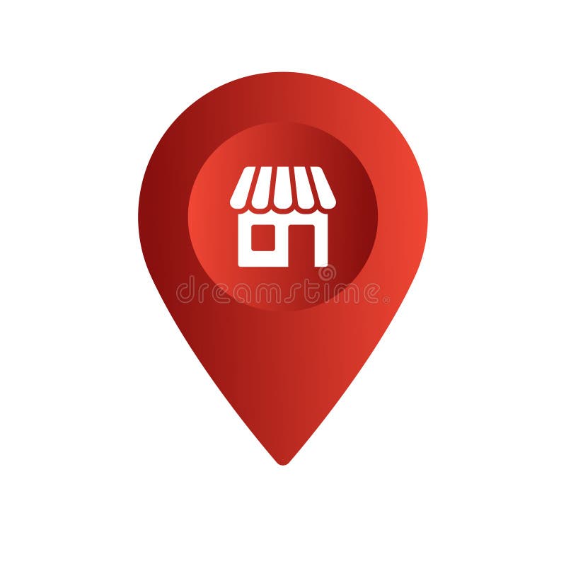 Red Map Pointer with Store Icon. Vector Illustration Stock Vector ...