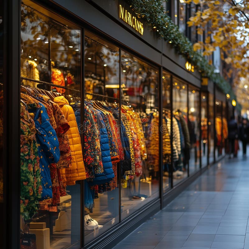 A Store with a Lot of Yellow Jackets on Display Stock Illustration ...