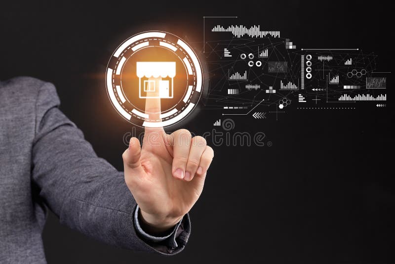 Store Management Concept with Abstract Icons and Graphics Stock Photo ...