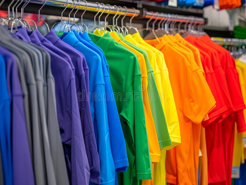 A Store with Many Different Colored Shirts. Pride Color Stock Image ...