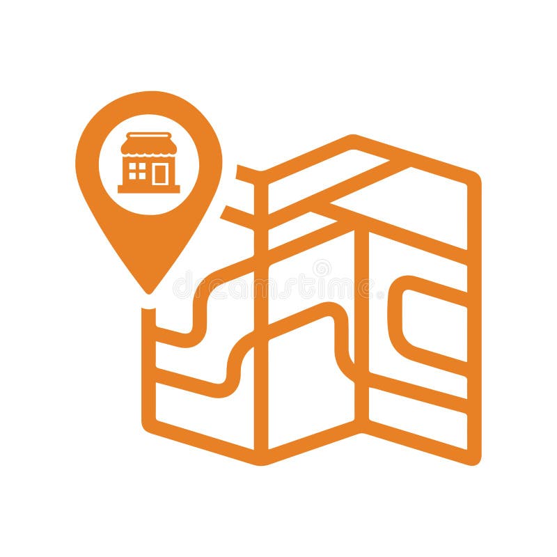 Store, Map, Location Icon. Orange Color Vector EPS Stock Vector ...