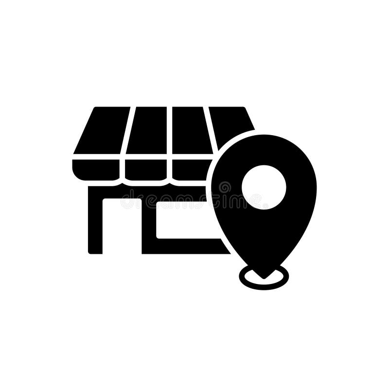 The Store or Market Location Icon is a Shop Building with a Map ...