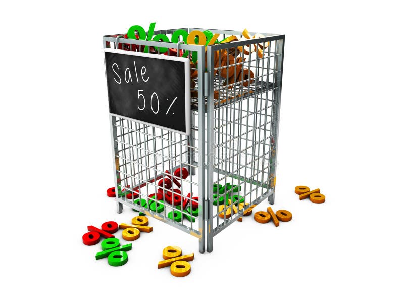 Store Promotion Display Basket with Procents Stock Illustration ...