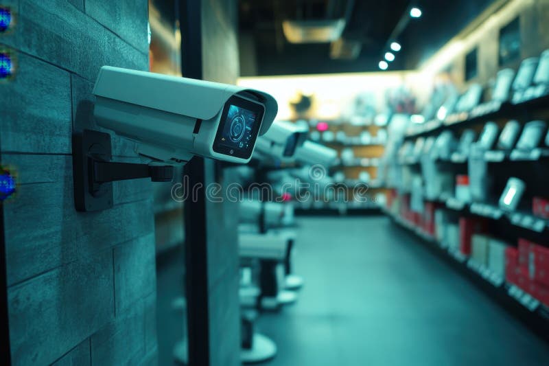 A Store with a Row of Security Cameras Stock Illustration ...