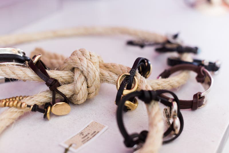 The Store Selling Different Leather Bracelets Stock Image - Image of ...