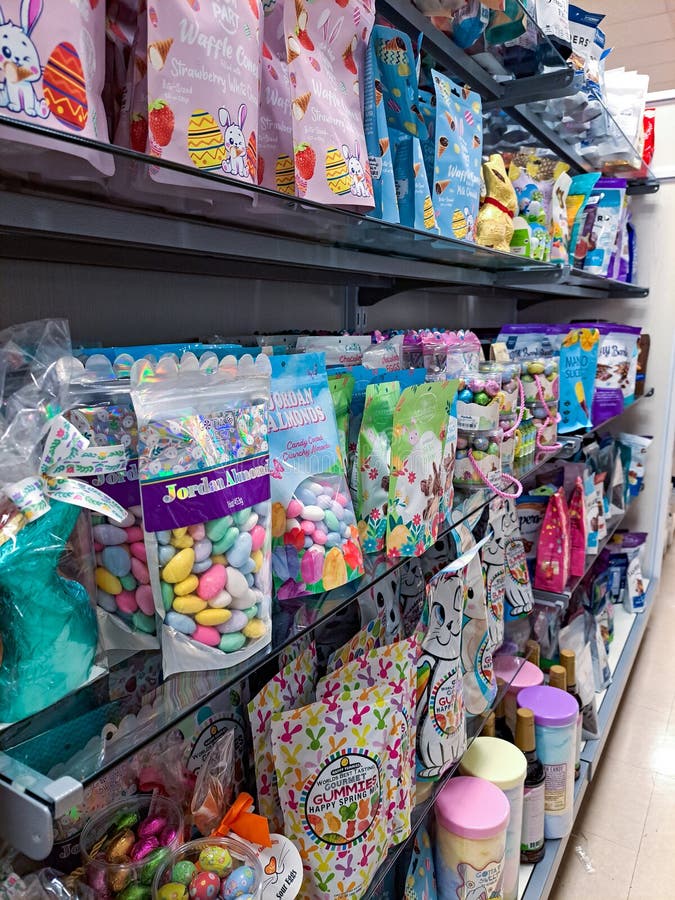 Store Shelves with Goods for Easter. Chocolate Easter Bunnies, Eggs and ...