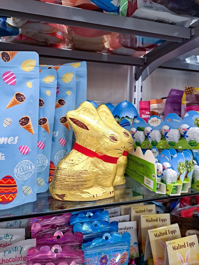 Store Shelves with Goods for Easter. Easter Bunnies, Eggs and Other ...