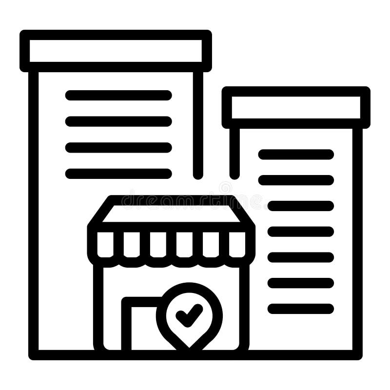 Store Shop Icon Outline Vector. Pin Map Stock Vector - Illustration of ...