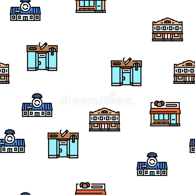 Store Shop Retail Market Vector Seamless Pattern Stock Vector ...