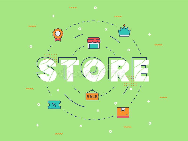 Store Typography Calligraphy Lettering Art Word with Color Dashed Line ...