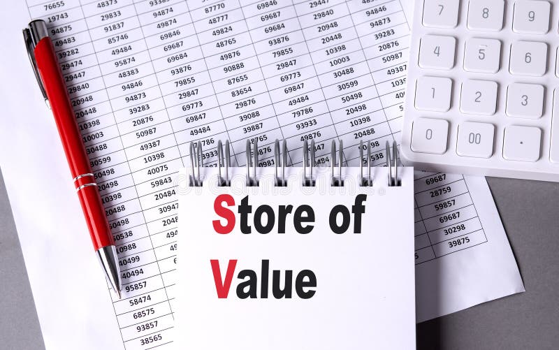 Store of Value Concept with Calculator, Financial Data Sheets, Notepad ...