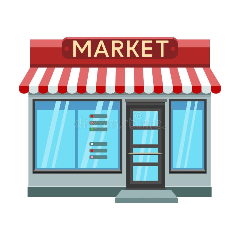 Facade Store Vector Cartoon Set Icon. Vector Illustration Storefront on ...