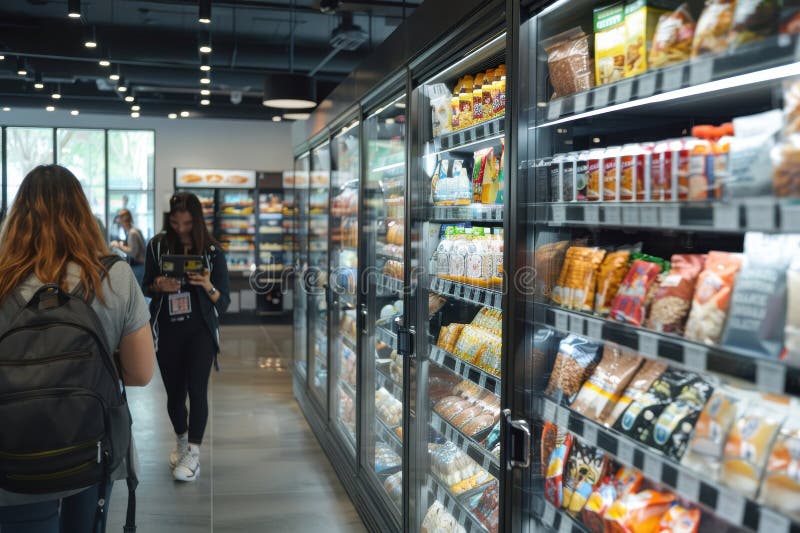 A Store and Vending Machine with a Lot of Food and Drinks Stock Image ...