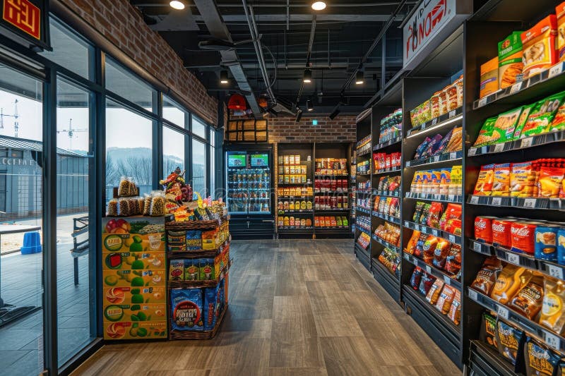 A Store and Vending Machine with a Lot of Food and Drinks Stock Image ...