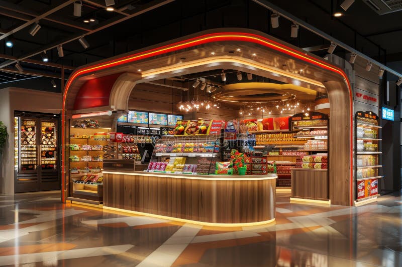 A Store with a White Counter. Display Booth Commercial Concept Stock ...