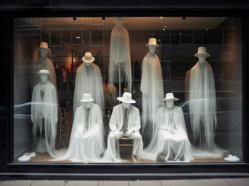 Two Mannequins in a Store Window Dressed Stock Image - Image of ...