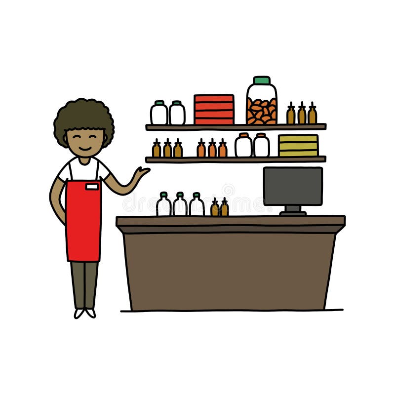 Store Worker Doodle Icon, Vector Color Line Illustration Stock Vector ...