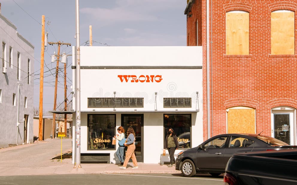 Store "Wrong" with People in Front of it in Marfa, Texas, US Editorial Stock Image - Image of ...