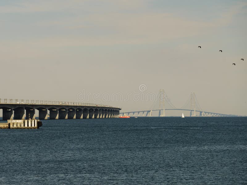 Storebaelt Bridge in Denmark Stock Image - Image of infrastructure ...