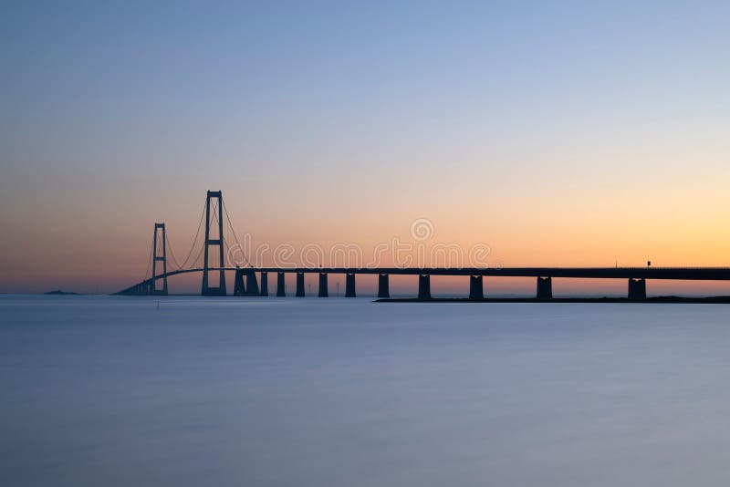 Storebaelt Bridge, Denmark at Sunset Stock Image - Image of bridge ...